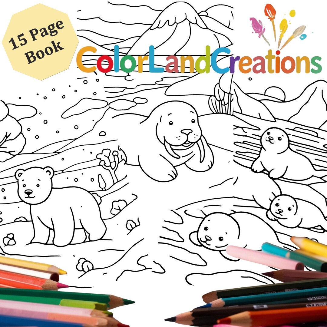 Cute Arctic Animals Coloring Book for Kids - 15 Printable Pages of ...