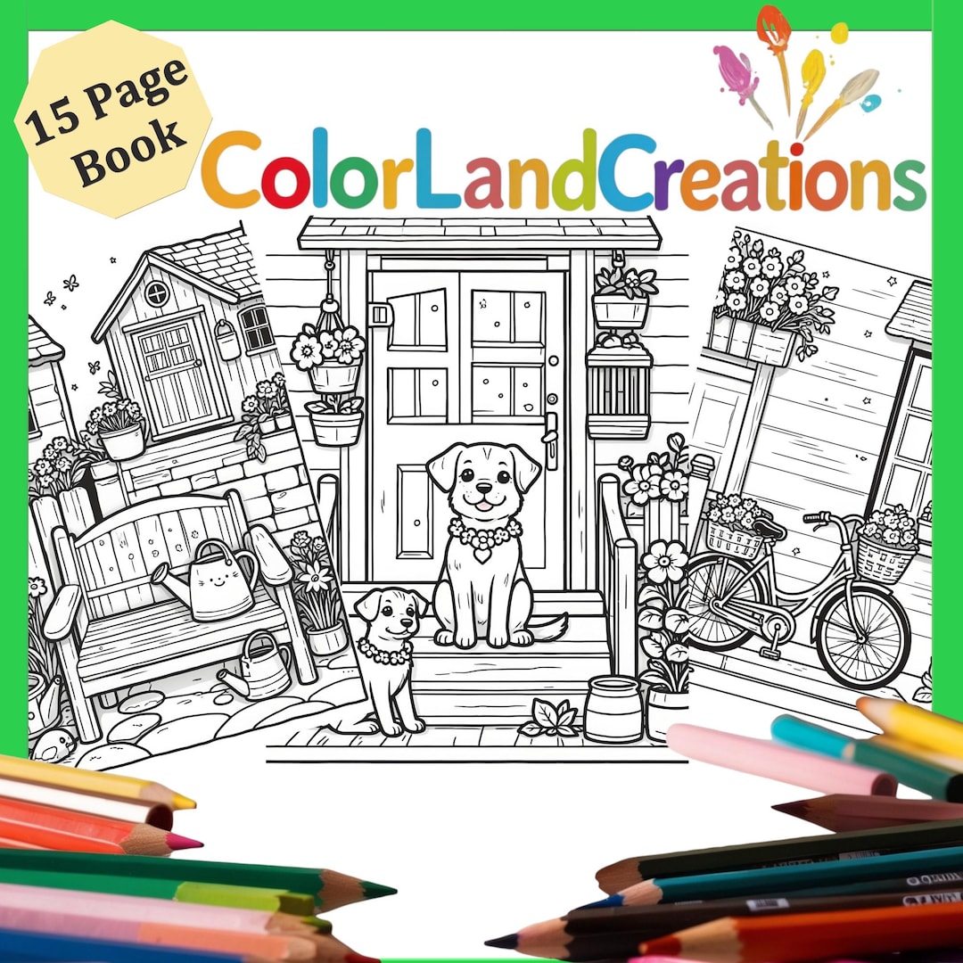 Cozy Cottage Charm Coloring Book for Kids - 15 Printable Pages of ...
