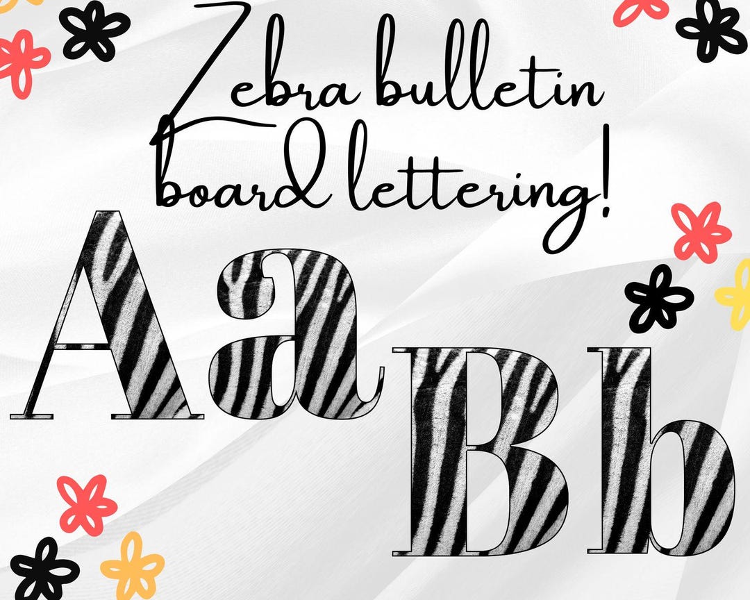 Zebra Print Lettering Bundle: Bulletin Board Display (PDF & PNG) - Etsy