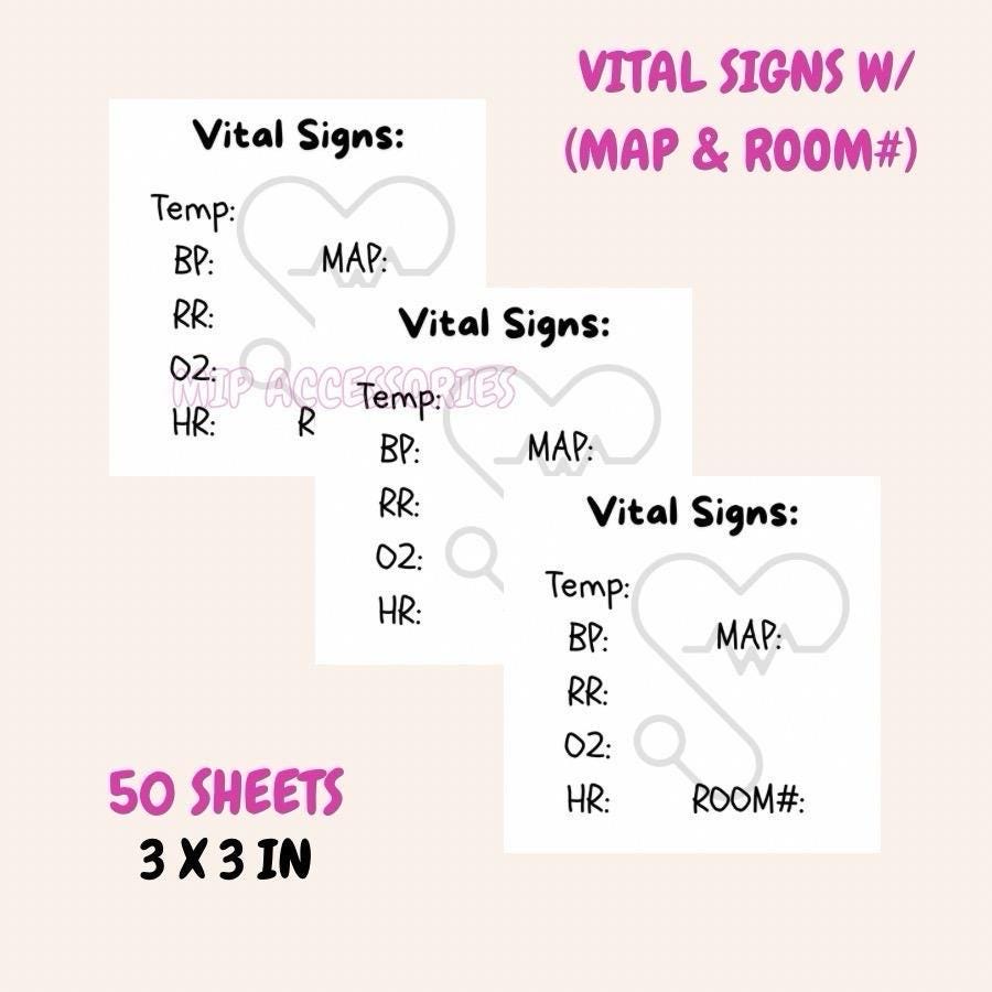 Vital Signs W/ (map,room Number) Memo Pads Notepad 50 Sheets 3x3 in for ...