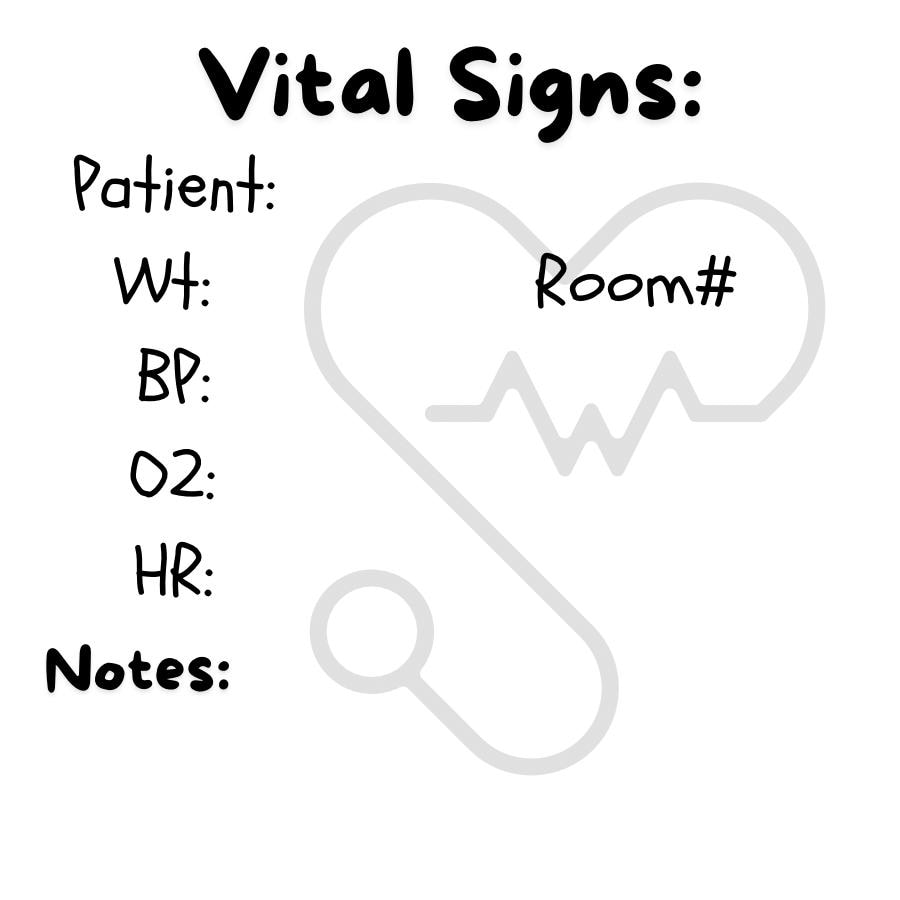 Vital Signs W/ (vital Signs W/ Patient Name, Weight, Room, Notes) Memo ...