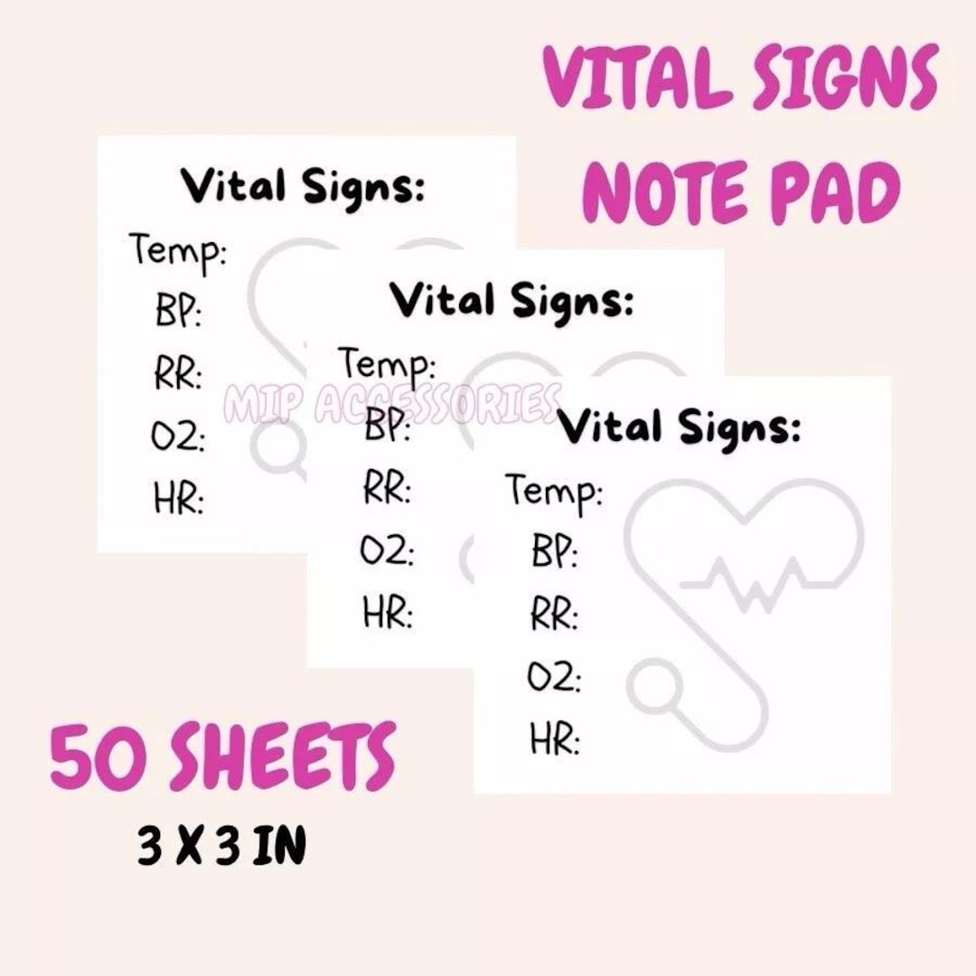 Vital Signs Memo Pads Notepad 50 Sheets 3x3 in for Student and Nurse ...