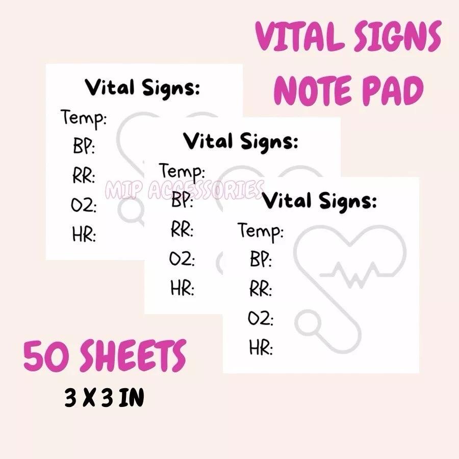 Vital Signs Memo Pads Notepad 50 Sheets 3x3 in for Student and Nurse ...