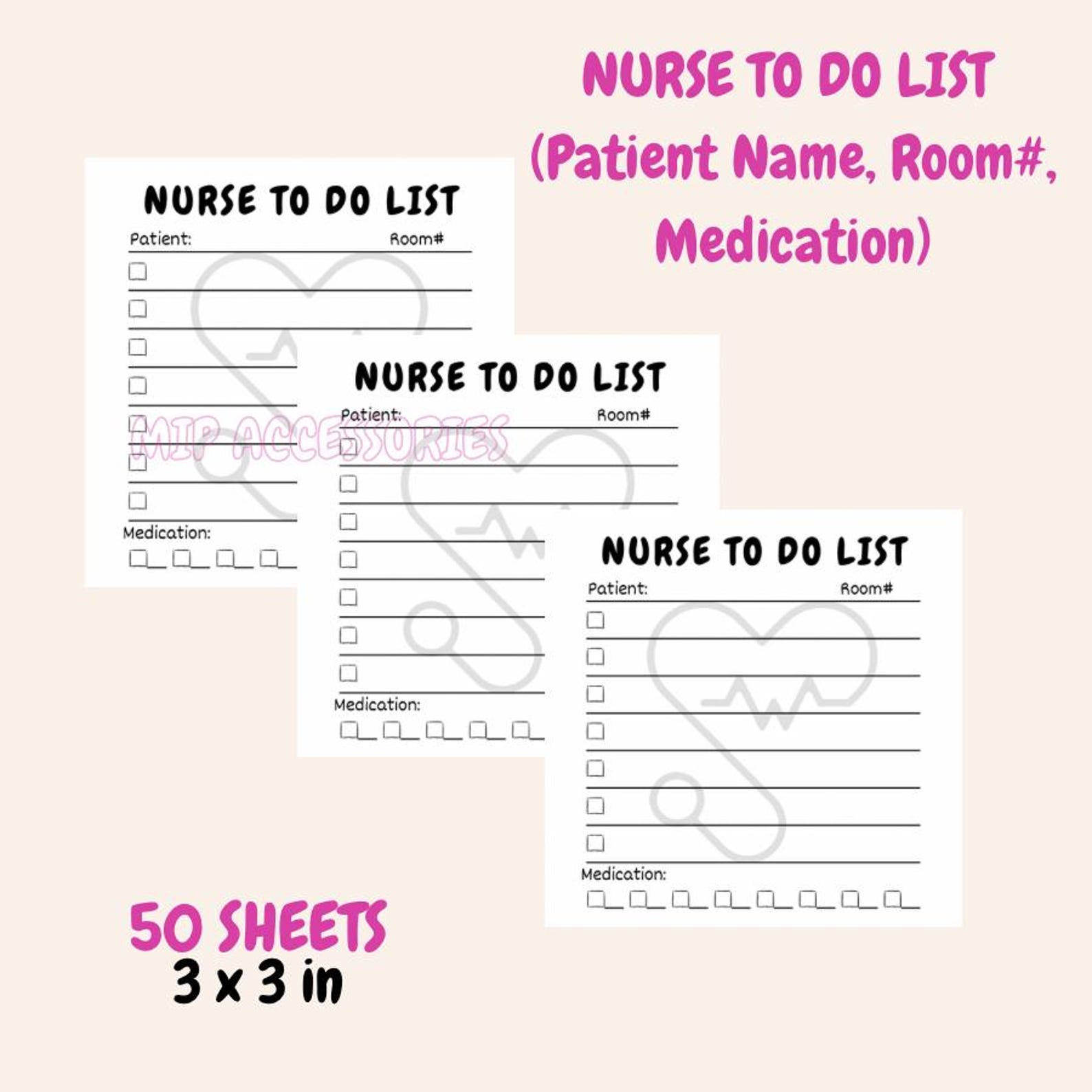 Nurse to Do List Notepad, Patient Medication Notes (50 Sheets, 3x3 In ...