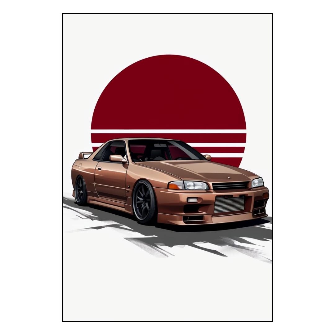 Bronze Nissan Skyline R34 JDM Car Graphic Digital File - Etsy