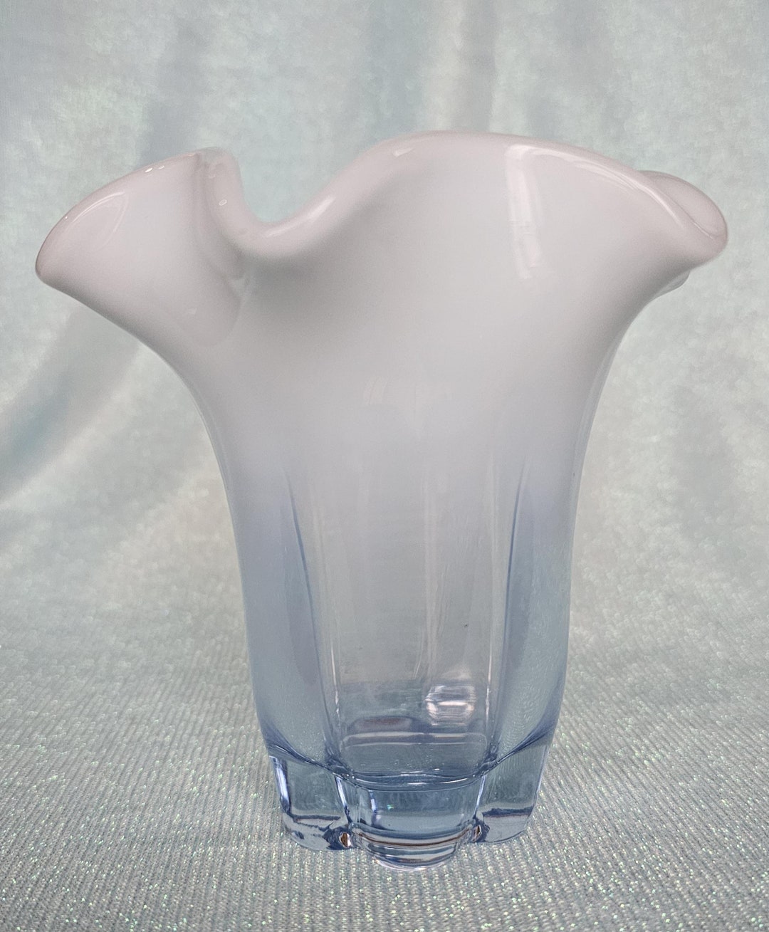 Duncan Miller Canterbury Blue Opalescent Vase With Ruffled Edge - Etsy