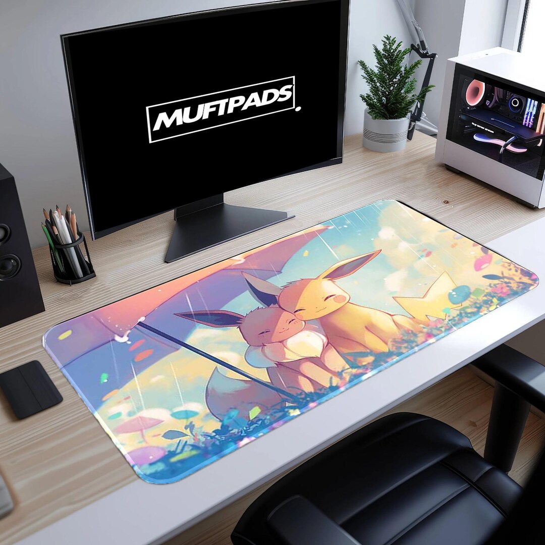 Eevee Mouse Pad – Cute Pokémon Spring Path Scene, Eevee Gaming Desk Mat ...