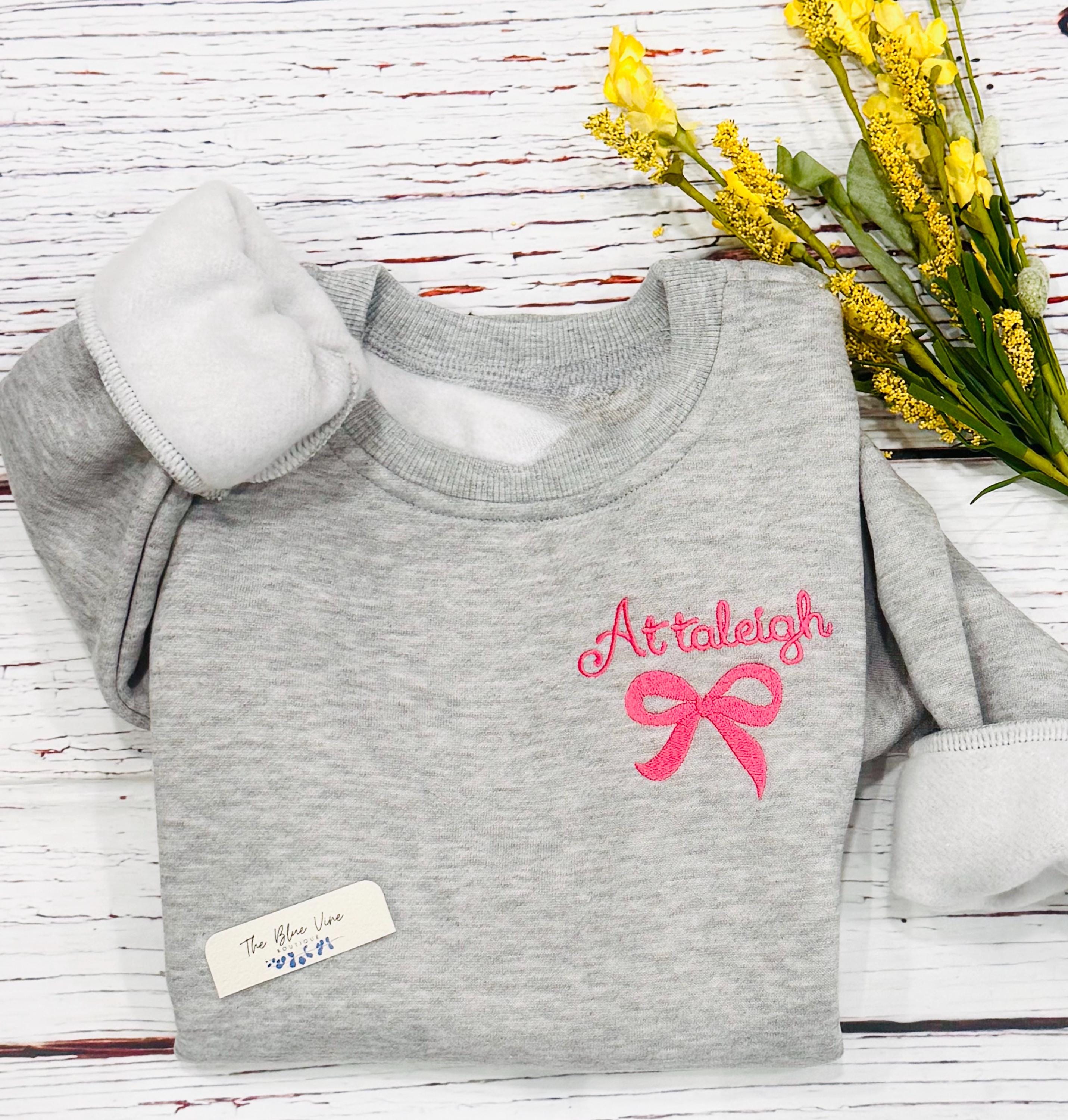 Embroidered Bow Sweatshirt With Name, Personalized Bow Sweatshirt - Etsy