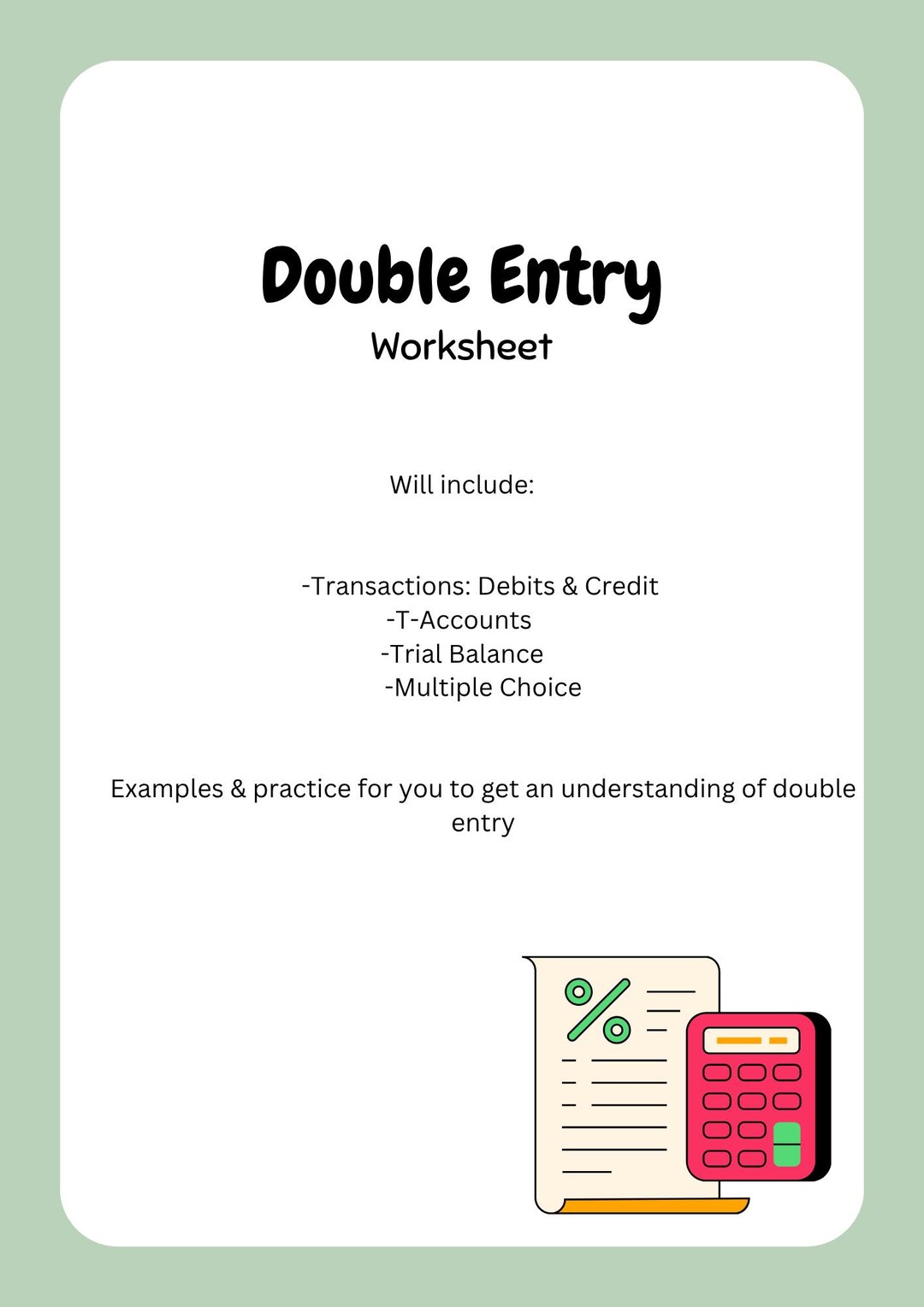 Double Entry Accounting Worksheet PDF With Answers| T Accounts Practice ...