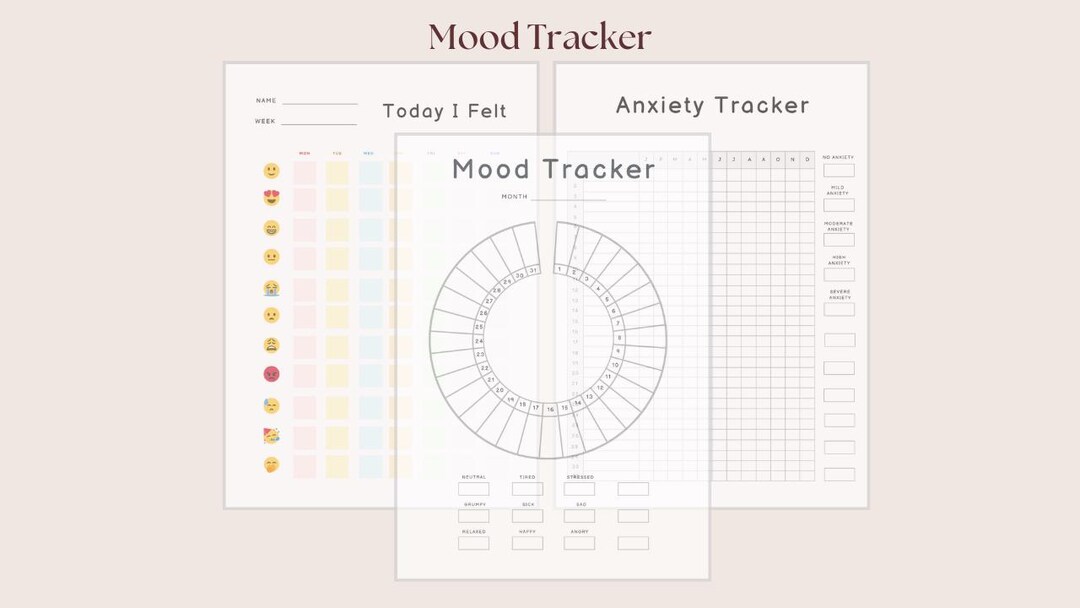 Mood Journal, Mood Chart Feelings, Emotion Tracker, Mood Log, Digital ...