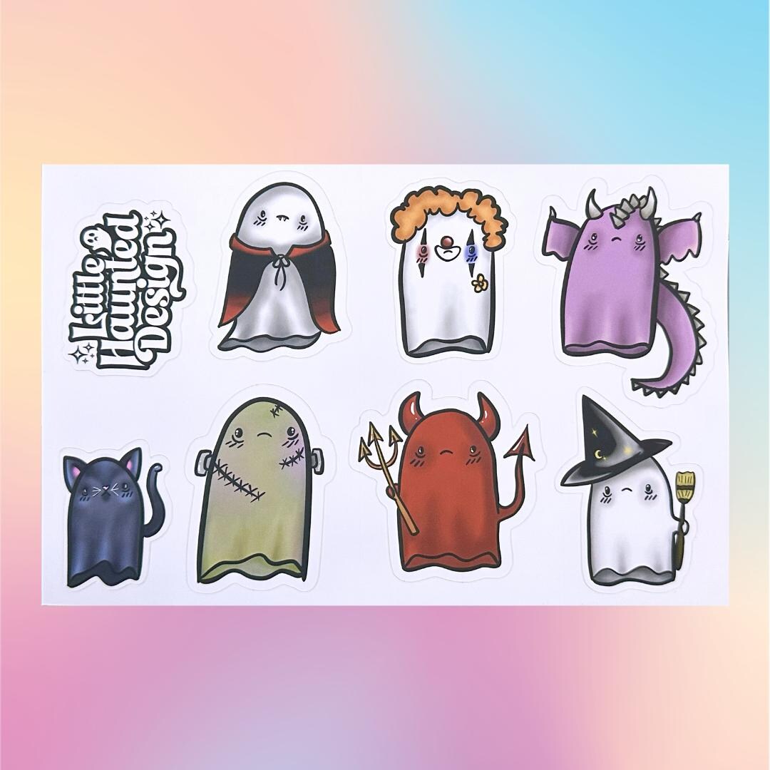 Matte Halloween Ghost Friends Sticker Sheet - Etsy
