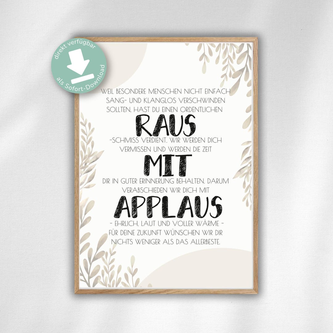 Farewell Gift for Colleagues as PDF Template to Print – Card Job Change ...