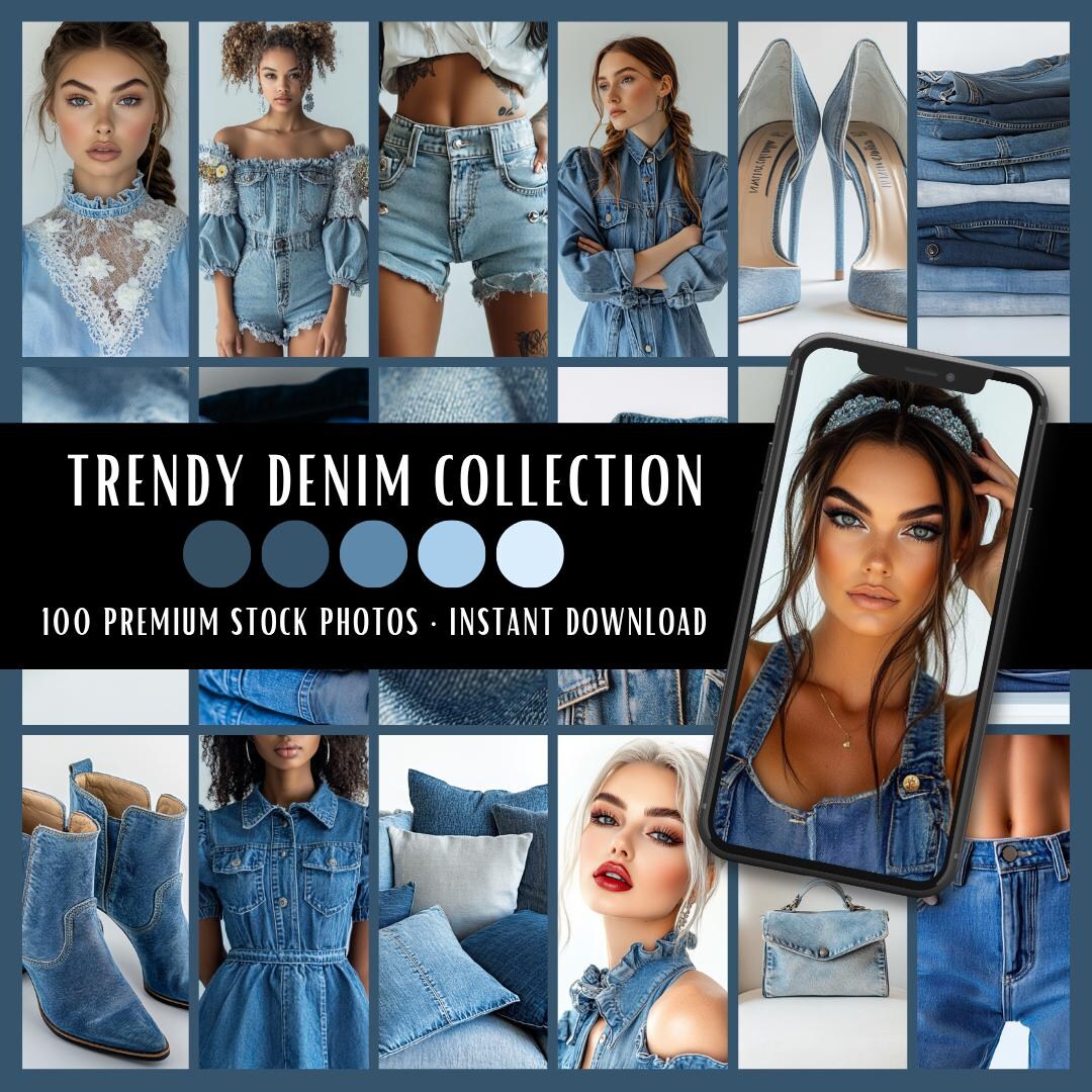 Trendy Denim Collection | 100 Stock Photos Bundle | Social Media ...