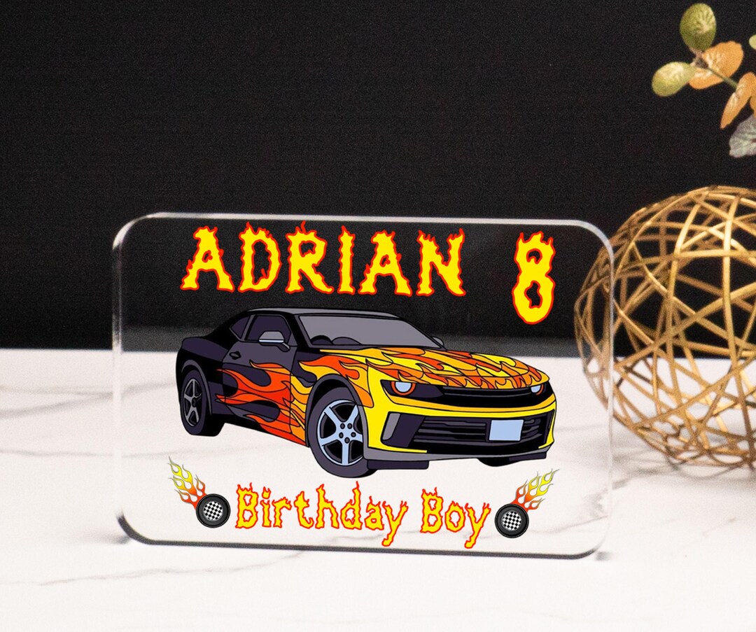 Custom Sports Car Birthday Desk Sign Hot Cars Sign Birthday Acrylic ...