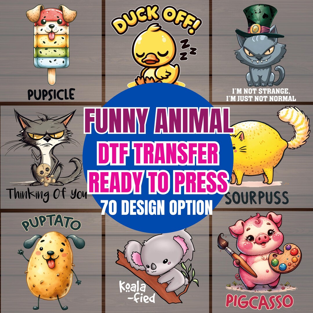 Funny Animals DTF Ready to Press Bundles | Trendy Animal Prints ...