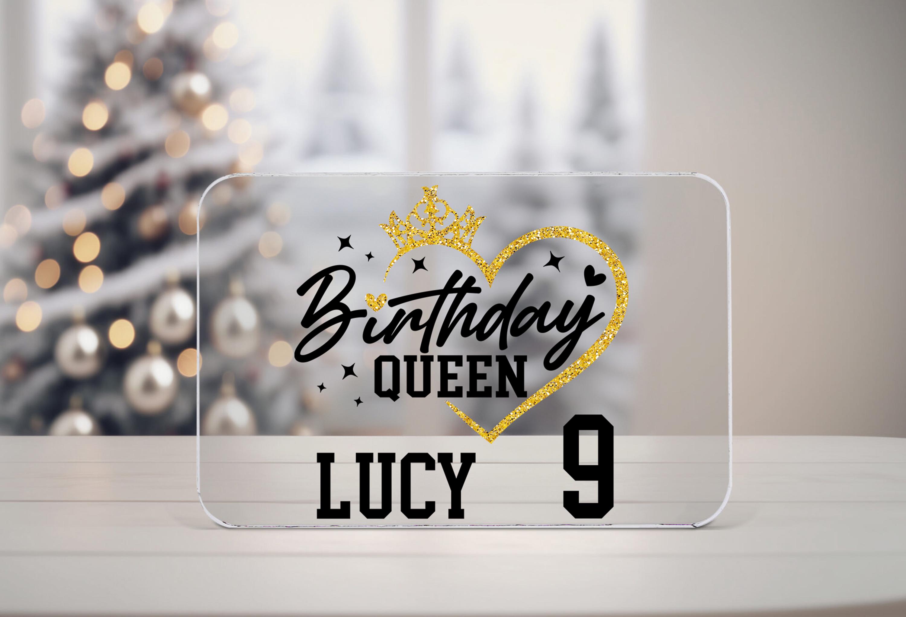 Custom Birthday Desk Sign | Birthday Acrylic Plaque | Birthday Queen ...
