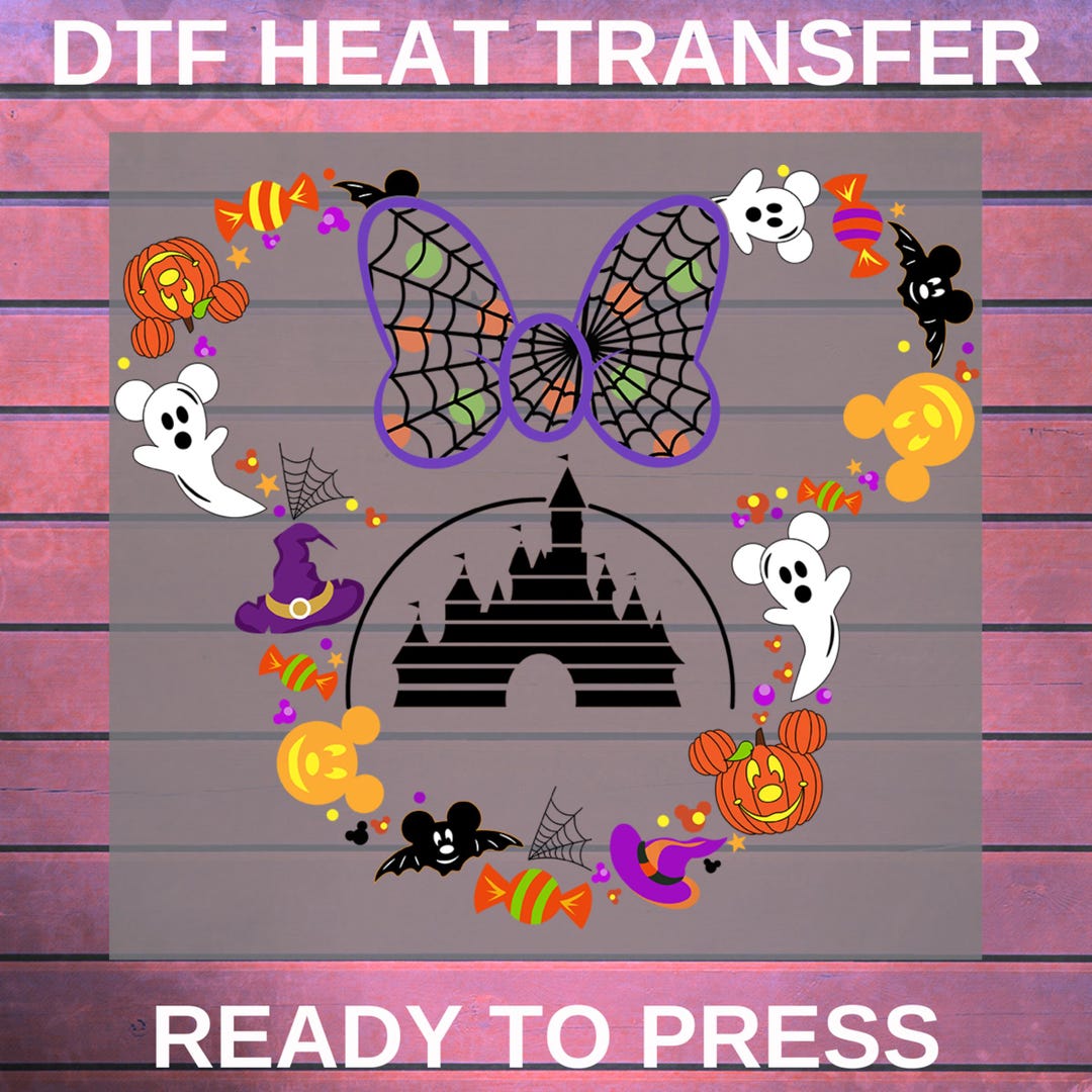 Cute Minnie Halloween Dtf Transfer | Disney Pumpkin Dtf Print ...