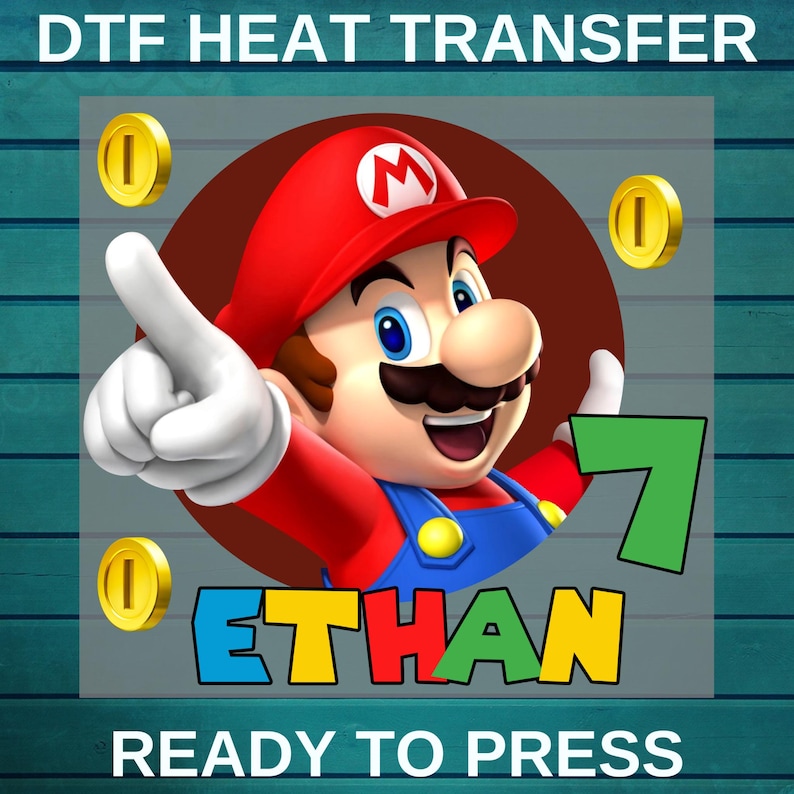 Custom Name-age Super Mario Dtf Print | Birthday Name-age DTF ...