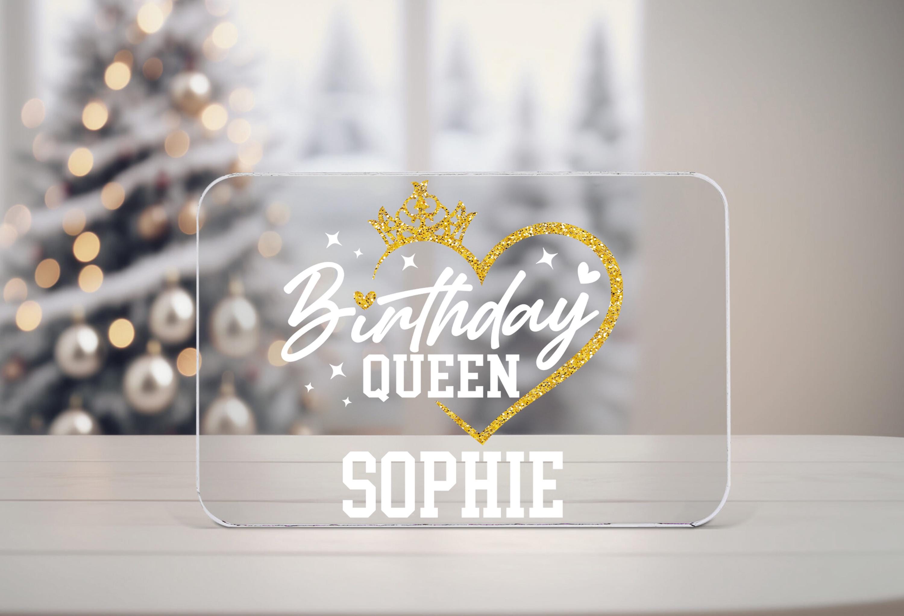 Custom Birthday Desk Sign | Birthday Acrylic Plaque | Birthday Queen ...