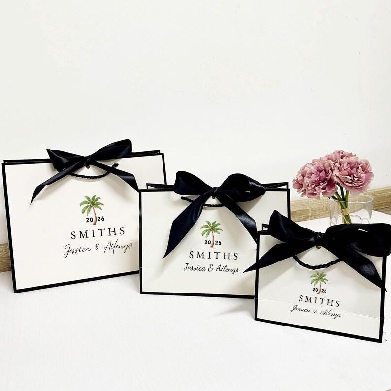 Palm Tree Wedding Welcome Bags With Satin Ribbon,custom Bridesmaid Gift ...