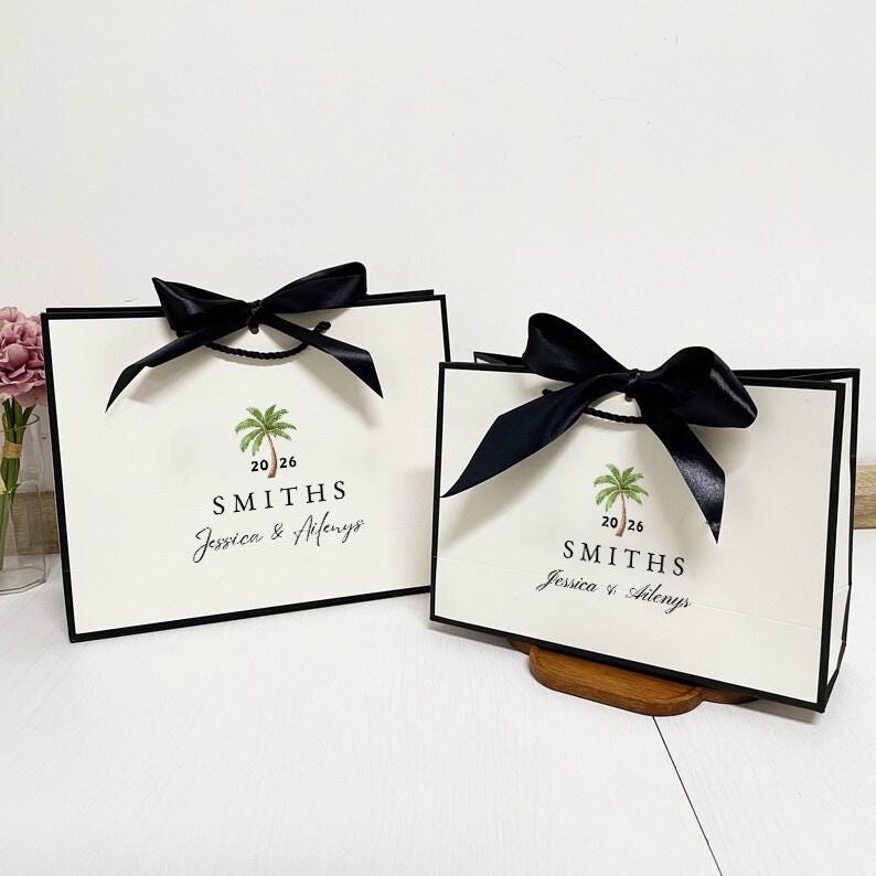 Palm Tree Wedding Welcome Bags With Satin Ribbon,custom Bridesmaid Gift ...