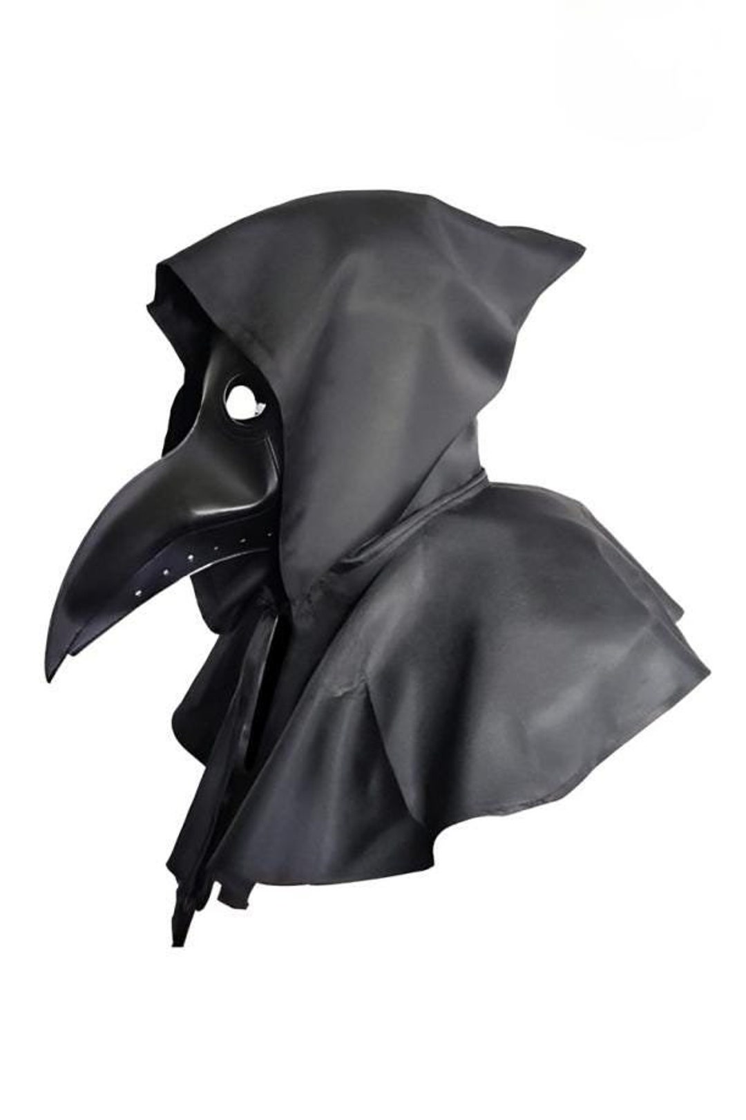 Matte Black Cape & Faux Leather Mask, Gothic Steampunk Cosplay, Unisex ...