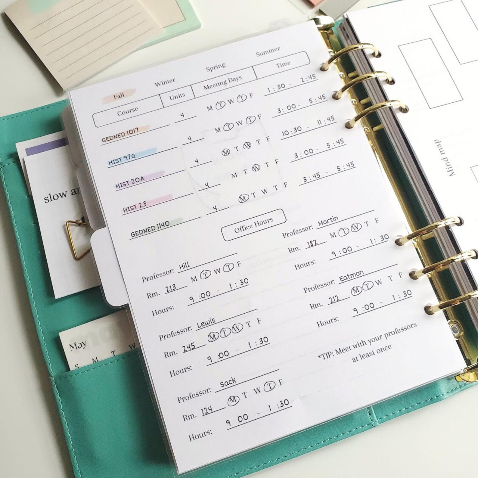 Student Planner Printables, A5 Planner Pages, Semester Planner for A5 ...