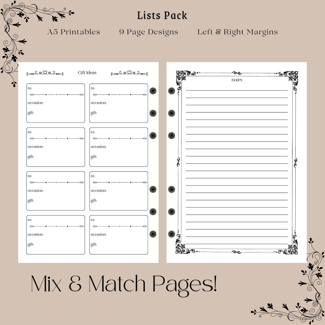 Planner Printables for A5, to Do Lists, Simple Planner Printables, A5 Size PDF Printables, List ...