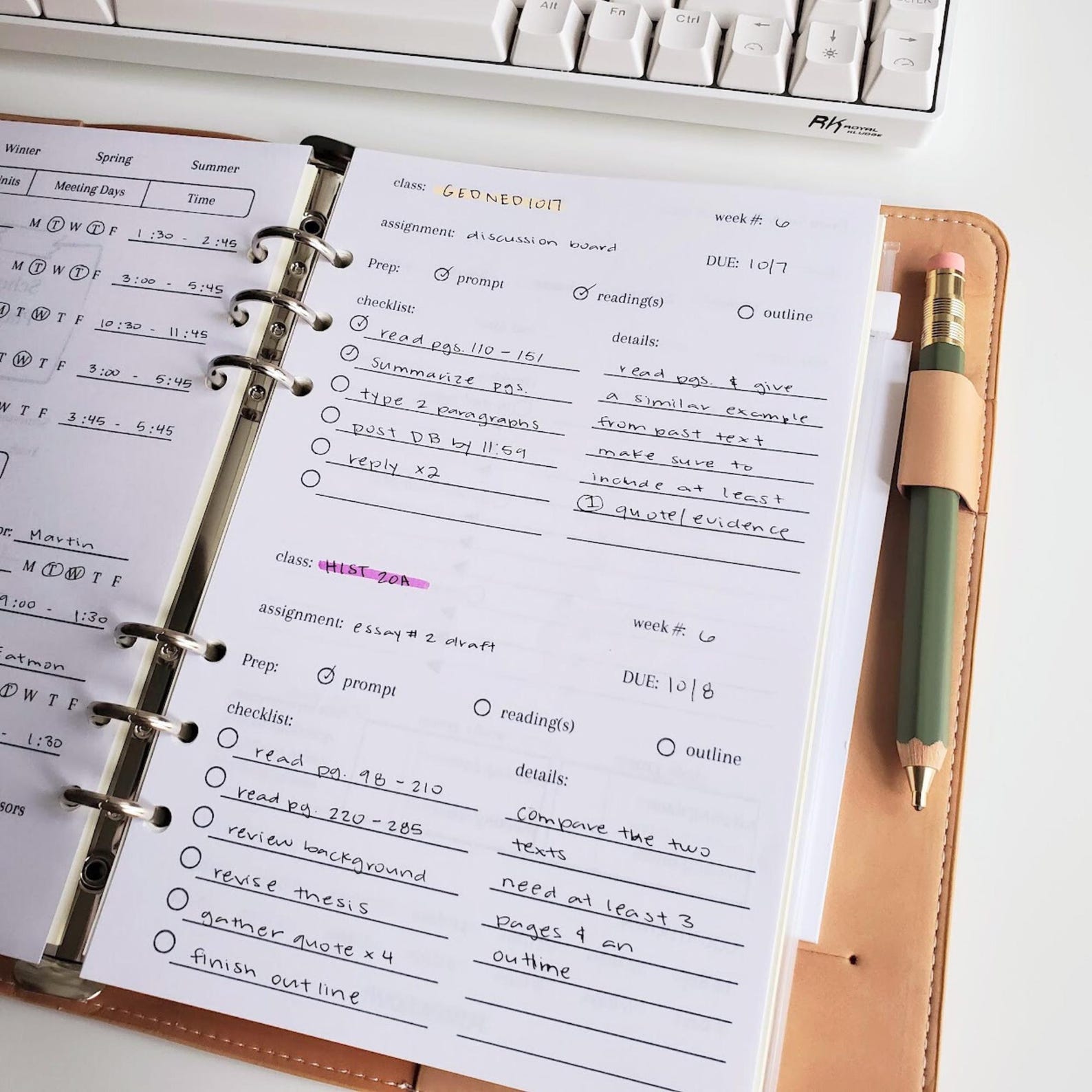 Student Planner, Half Size Planner Pages, Planner for Half Size ...