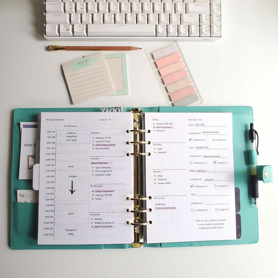 Student Planner Printables, A5 Planner Pages, Semester Planner for A5 ...