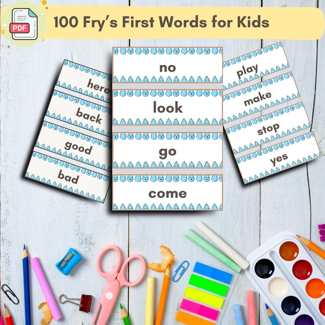 100 Frys First Words for Kids Digital Educational & Printable ...