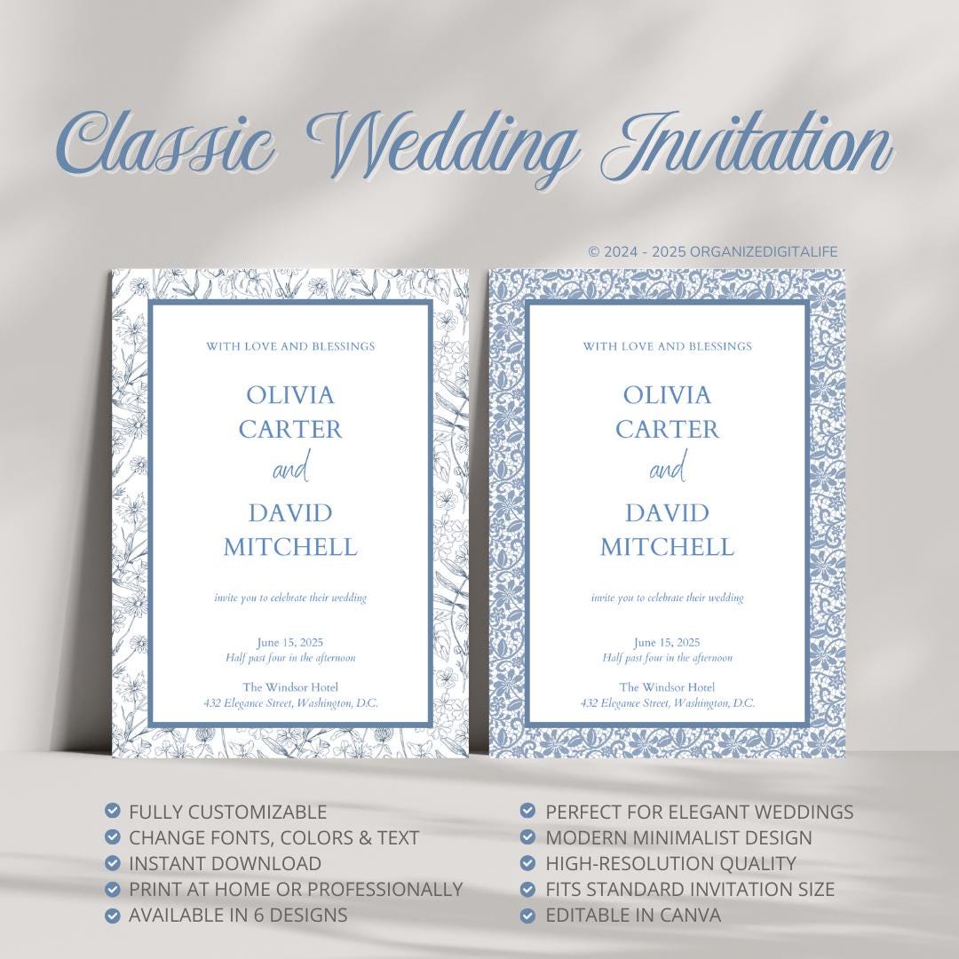Custom Wedding Invitation | 5x7 Elegant Design (printable) - Etsy