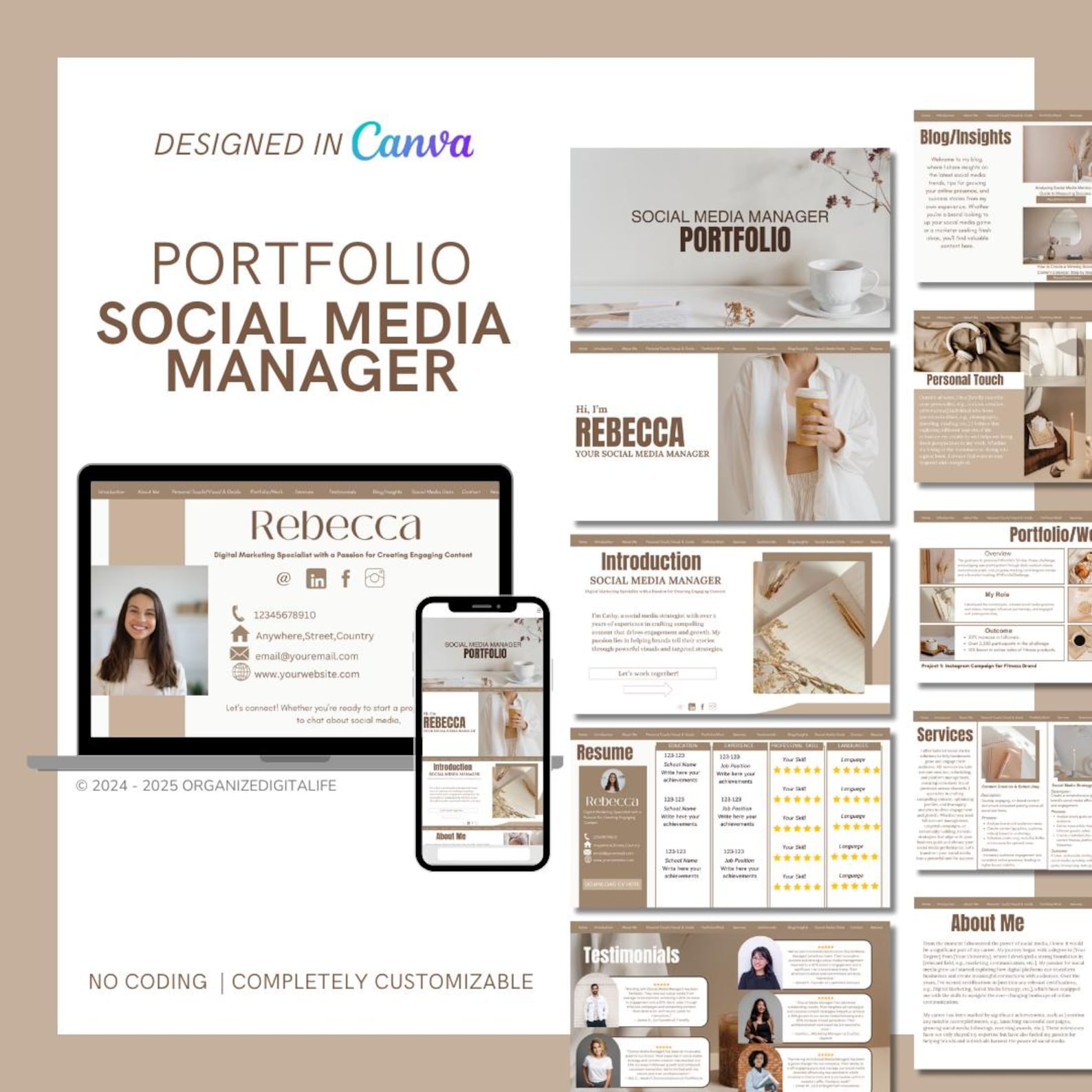 Social Media Manager Portfolio Canva Website Template - Etsy