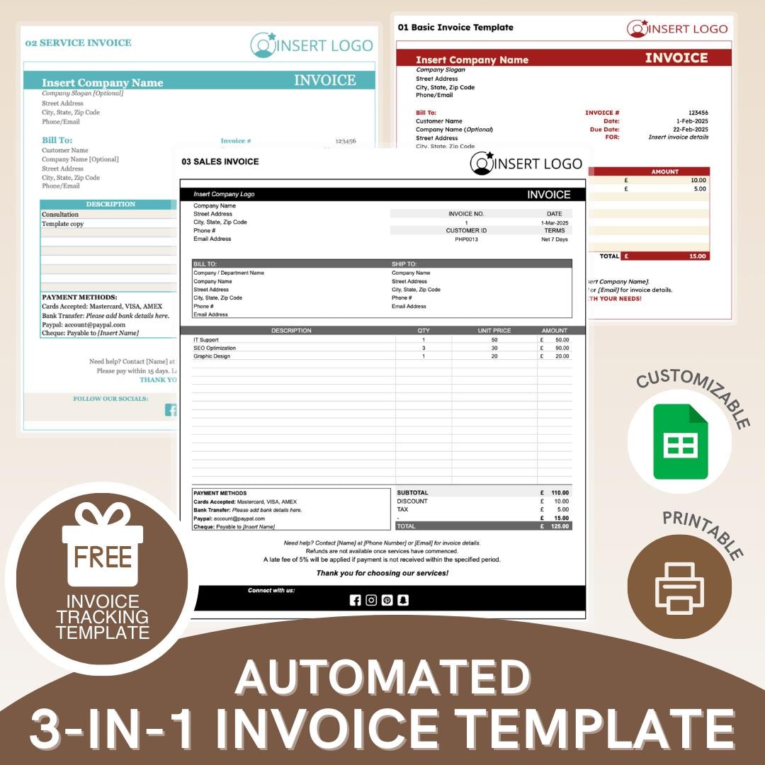 Ultimate 3-IN-1 Automated Invoice Template With FREE Invoice Tracking ...