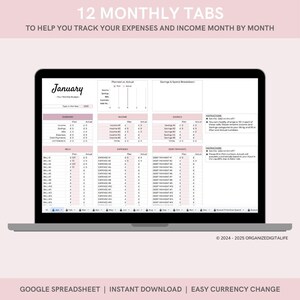 Ultimate Annual Budget Spreadsheet (pink) | Income, Savings, Debt ...