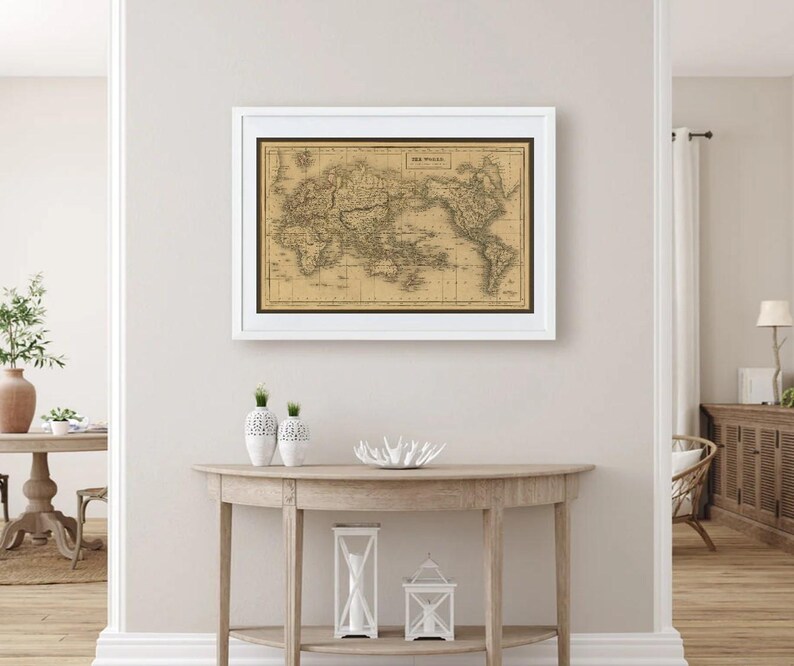 Vintage 19th Century World Map, Printable World Map Wall Art ...