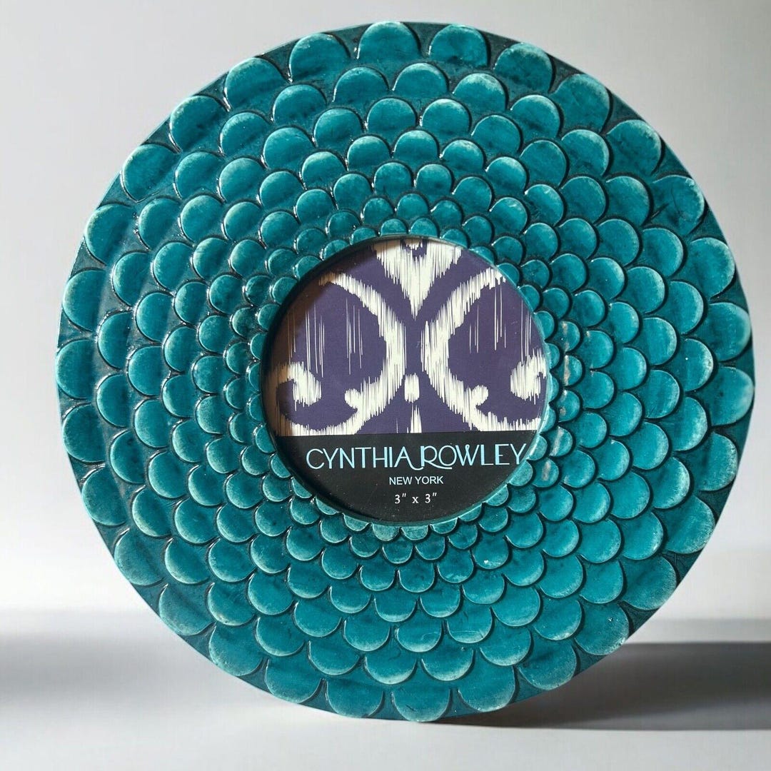 CYNTHIA Rowley-round Teal Scale Pattern Photo FRAME 6.5 Frame 3x3 Inner ...