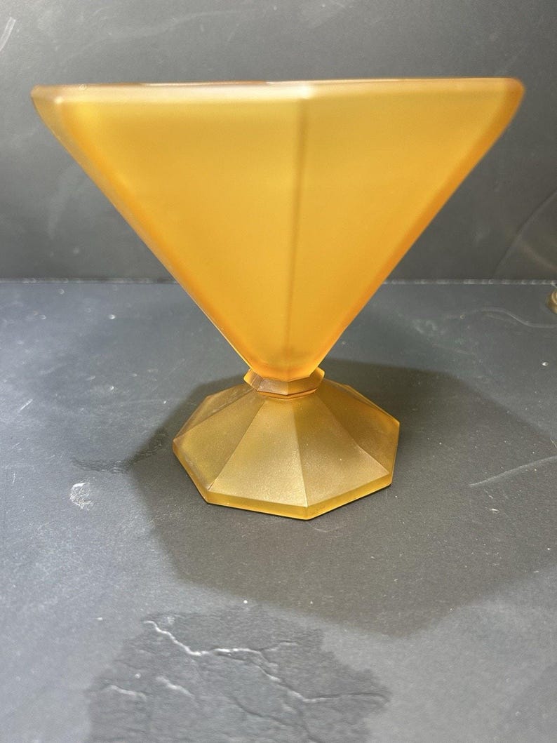 Rare-antique Satin Amber Glass Octagonal Glass Footed Bowl/ Capote 6”x6 ...