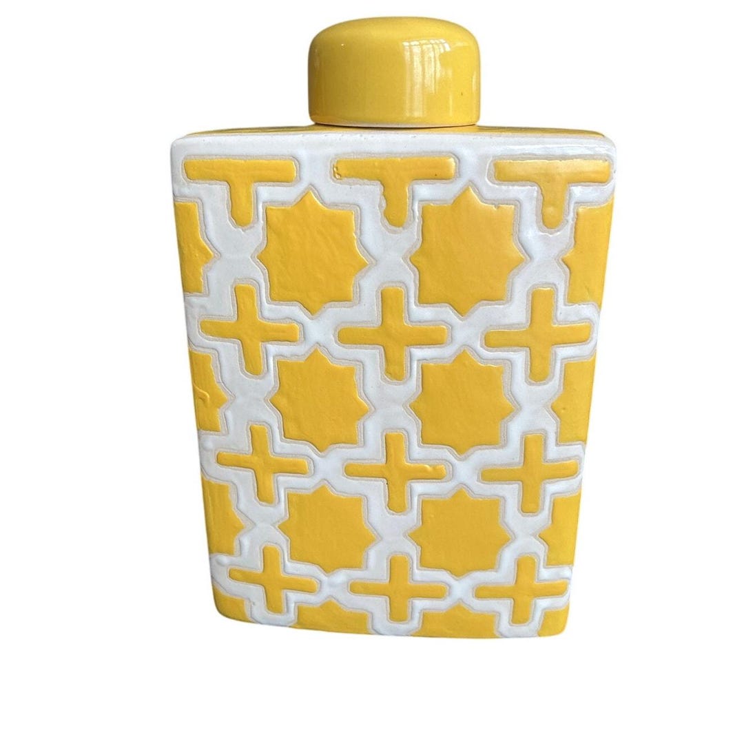 Large Sunshine Yellow Contemporary Ceramic Canaster With Lid by Three ...