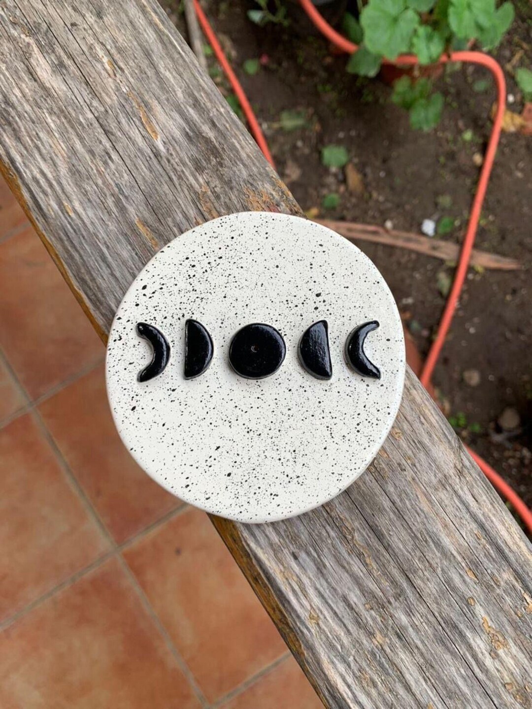 Personalized Frankincense Burning Ceramic Plate With Moon Phases Lunar ...