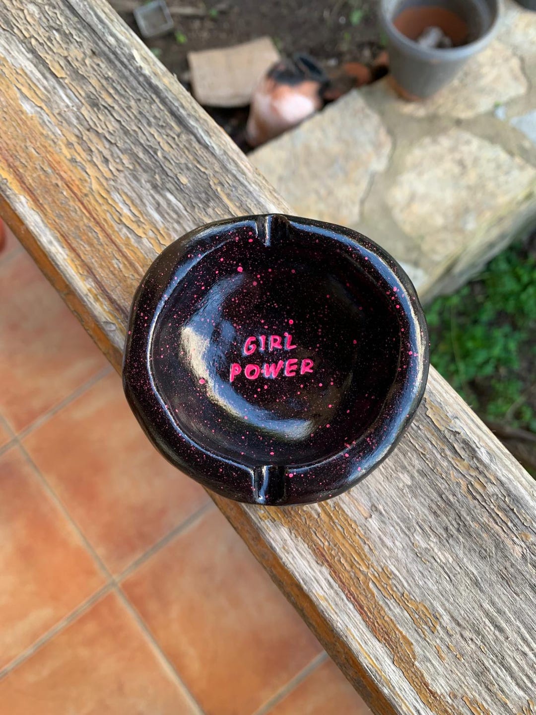 Girl Power Written Black Ashtray, Custom Ash Tray, Ash Tray, Smoker ...