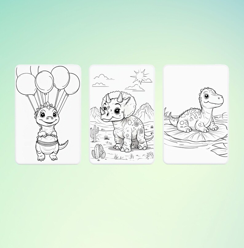 Dinosaur Coloring Pages for Kids Digital Paper, Printable Dinosaur ...