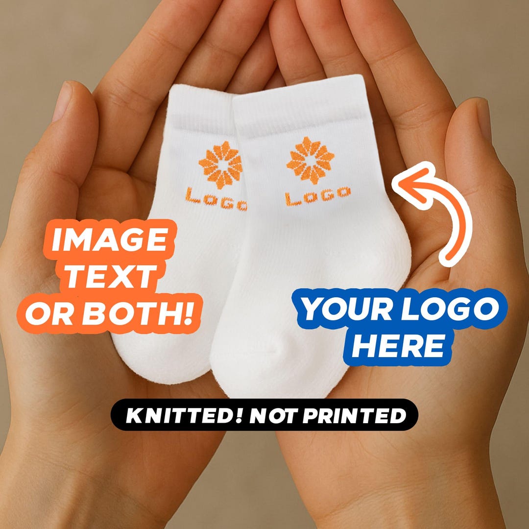 Custom Logo Image Baby Socks: Organic Cotton Personalized Newborn Gift ...