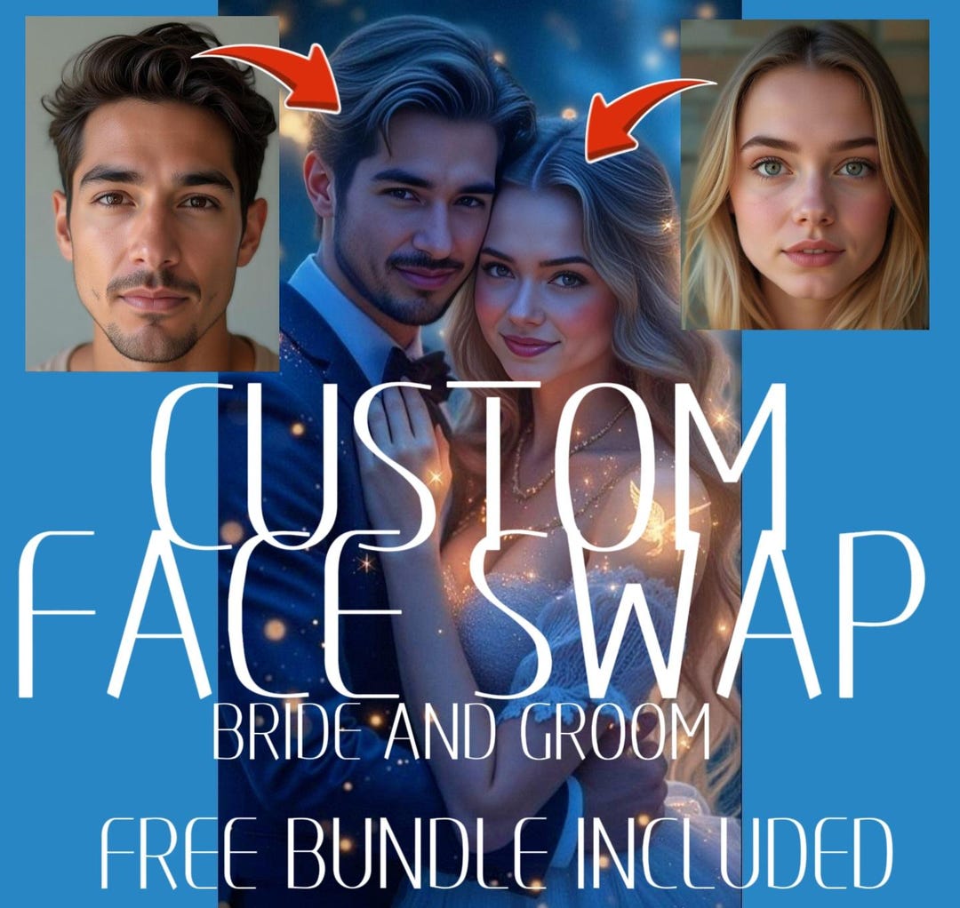 Custom Face Swap Wedding Portrait: Romantic Couple Anniversary Gift ...