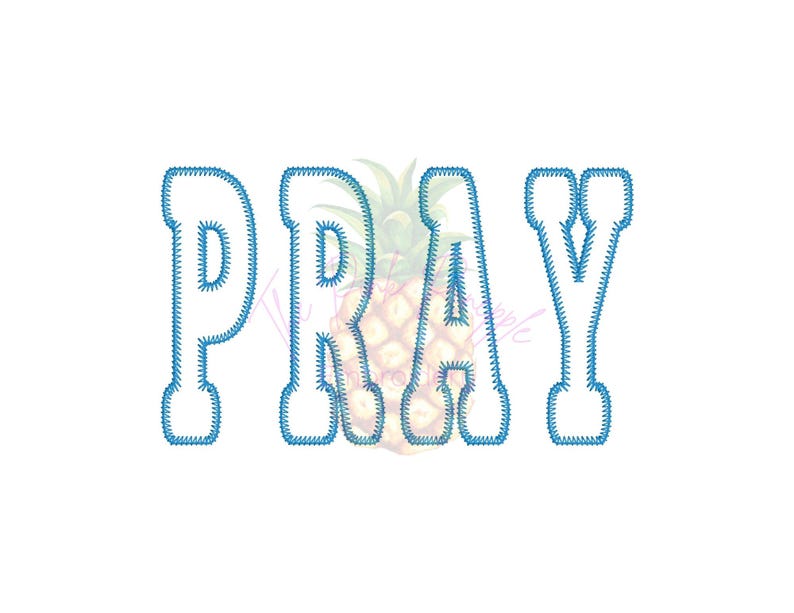 Pray Zig Zag Stitch Embroidery Design | Rounded Type Writer Font ...
