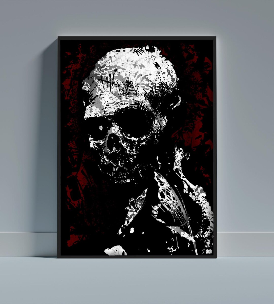 Digital Illustration Skull Color, Dark Gothic Printable Wall Art, High ...