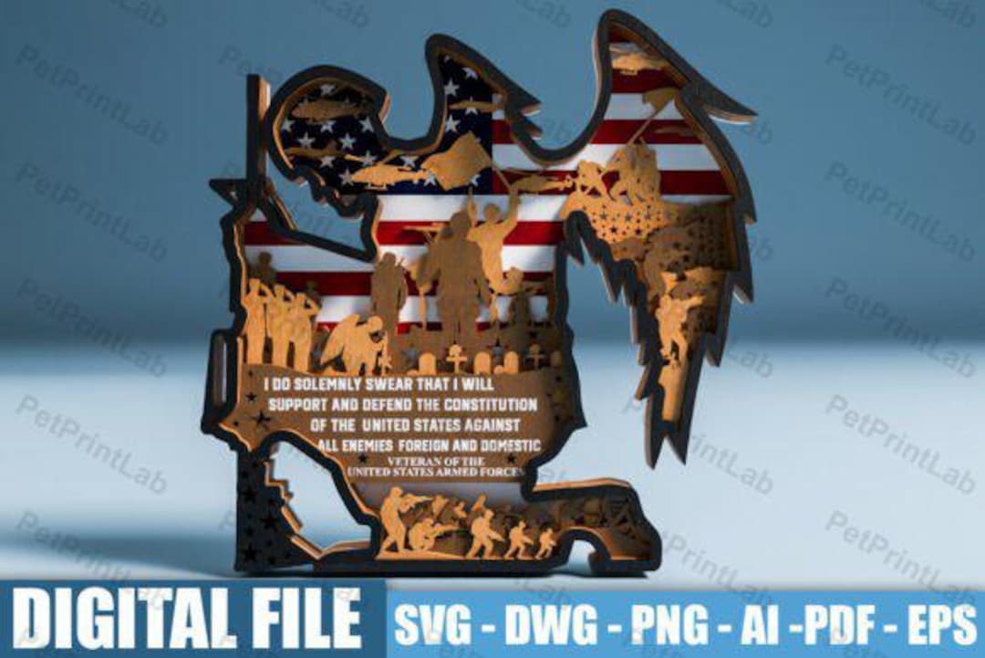 3D Veteran Eagle Oath SVG | Patriotic Laser Cut File (digital Download ...