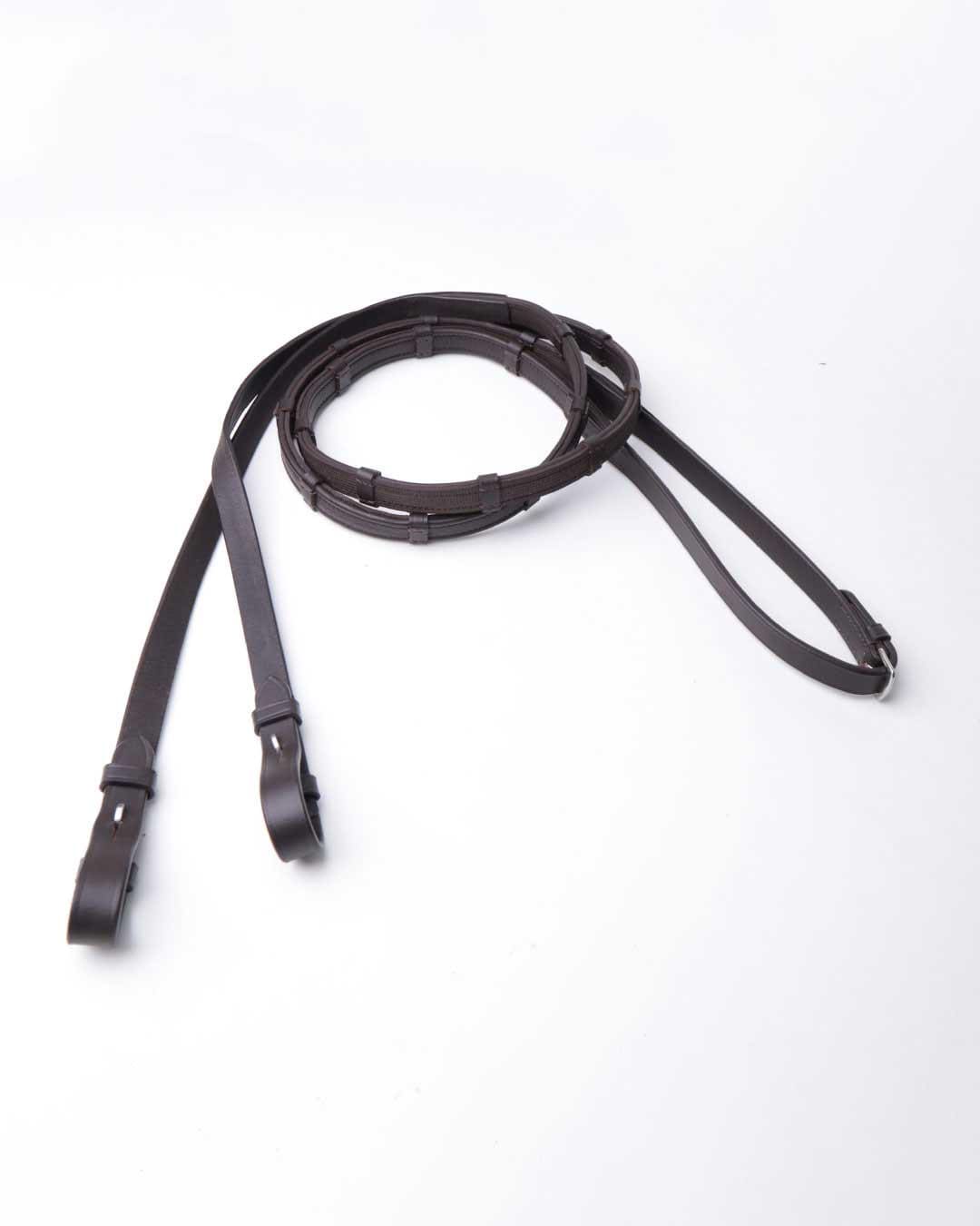 Soft Leather Rubber Grip Rein With Stopper - Brown - Etsy