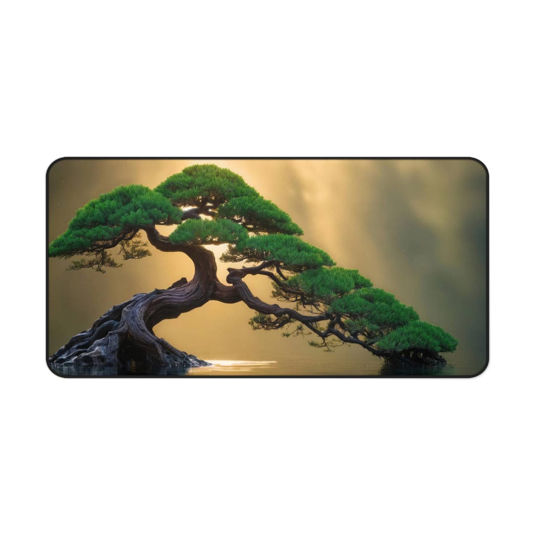 Serene Bonsai Desk Mat | Elegant Workspace Decor, Office Accessories ...