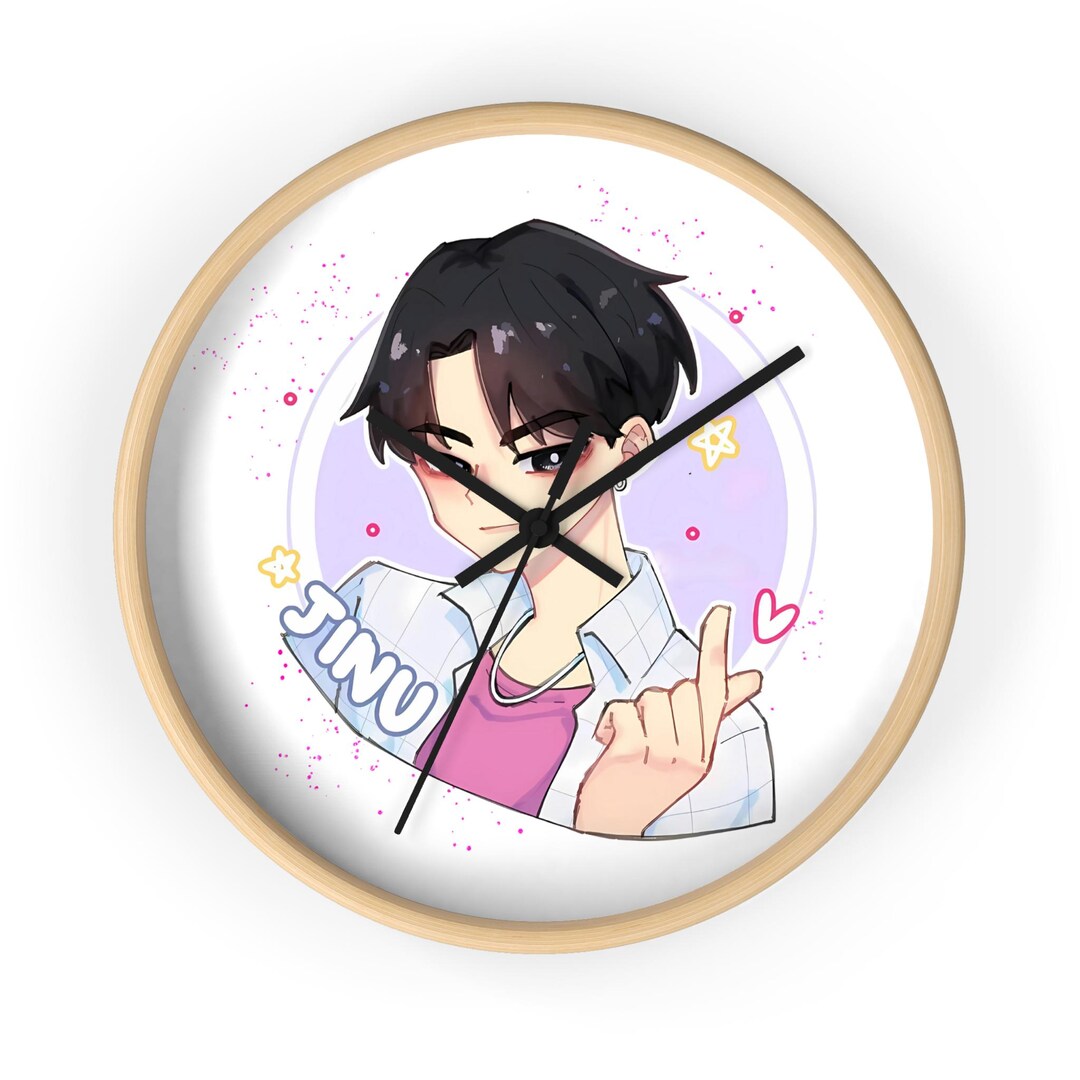 Kpop Jinou Character Wall Clock | Pastel Anime Boy Illustration - Etsy